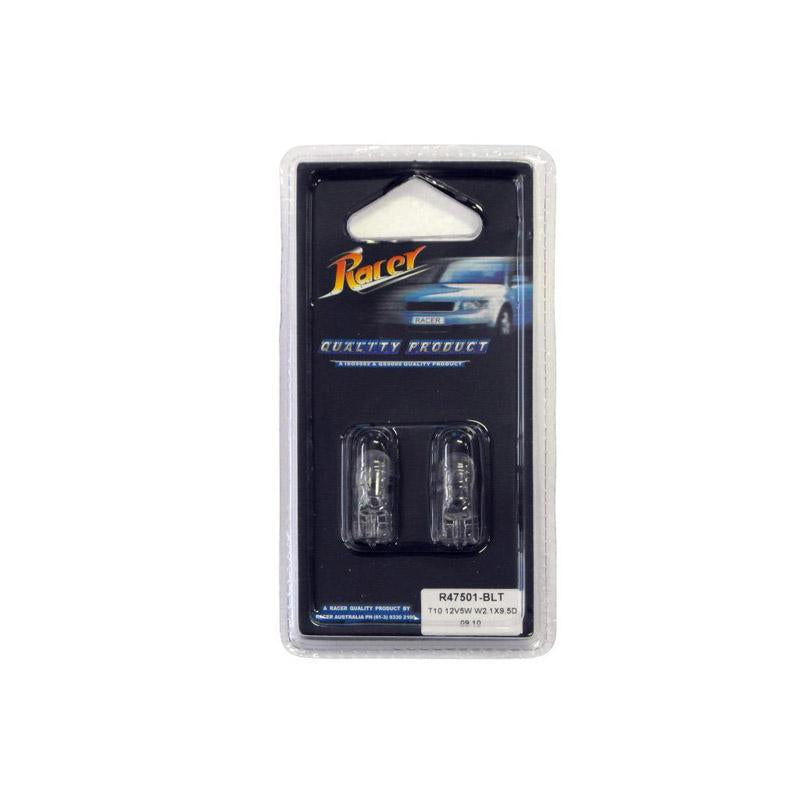BULB WEDGE T10 12V 5W CLEAR (501)(Blister Card Pair) — Racer Australia